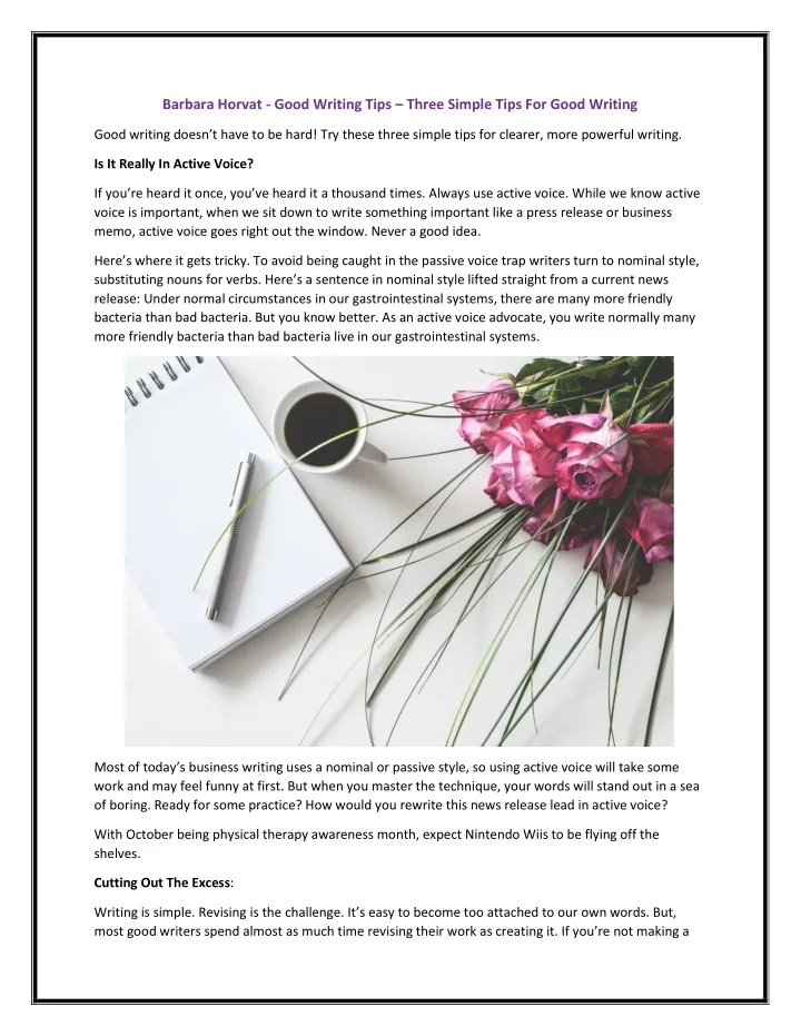 PPT - Barbara Horvat - Good Writing Tips – Three Simple Tips For Good ...