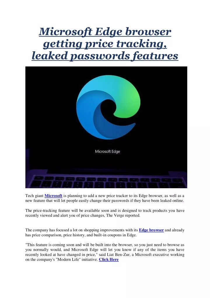 PPT - Microsoft Edge browser getting price tracking, leaked passwords ... PPT - Microsoft Edge browser getting price tracking, leaked passwords ...