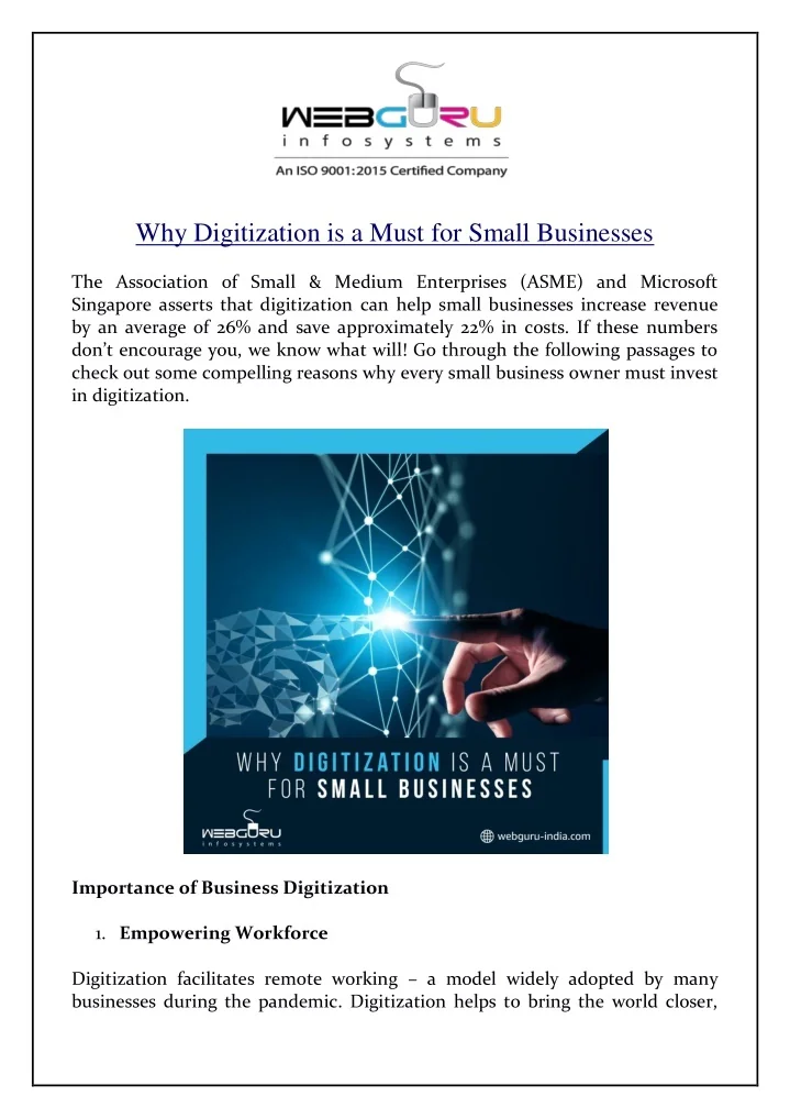 PPT - Why Digitization is a Must for Small Businesses PowerPoint ...