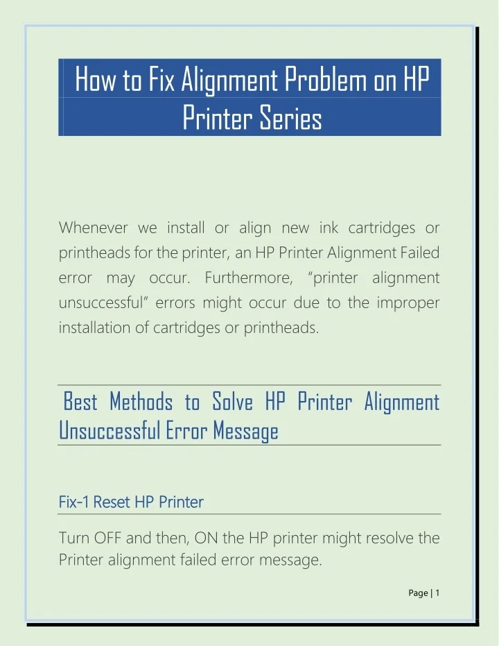 PPT - How to Fix Alignment Problem on HP Printer Series PowerPoint ...
