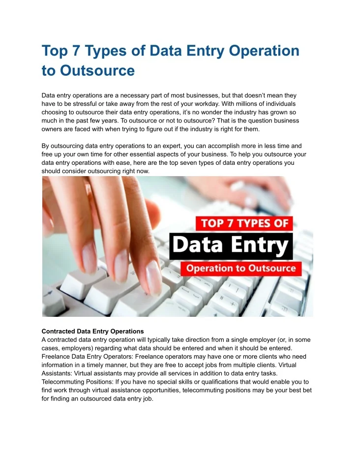 PPT - Top 7 Types of Data Entry Operation to Outsource PowerPoint ...