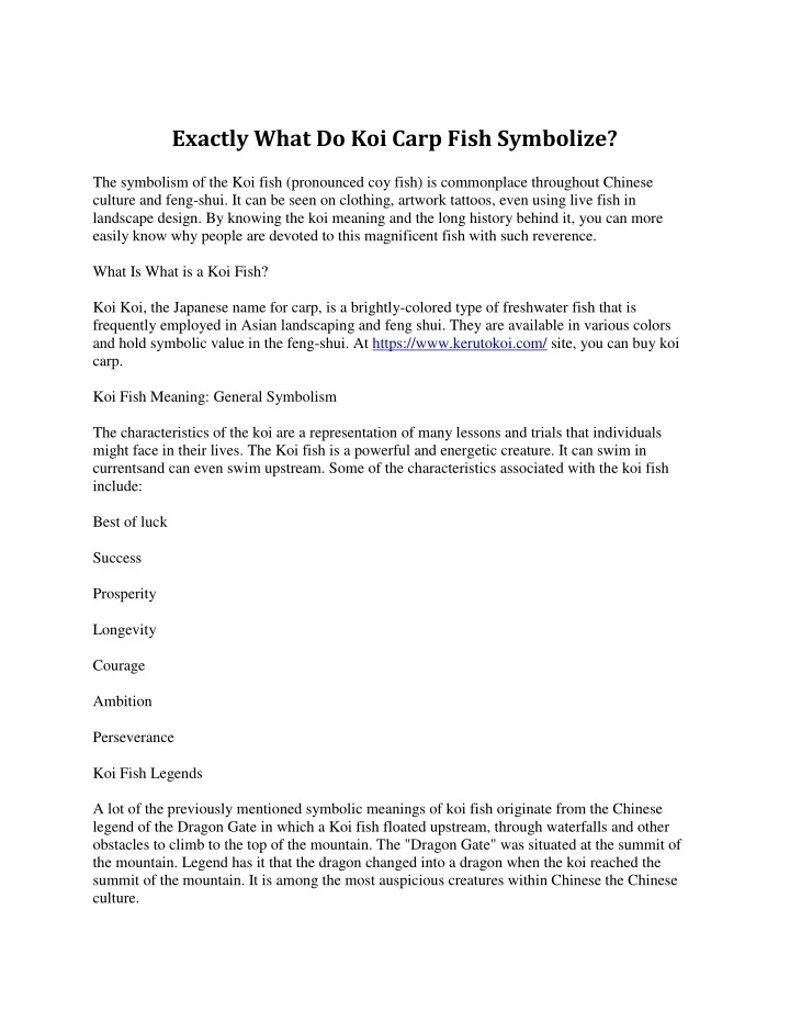 PPT - What Do Koi Carp Fish Symbolize? PowerPoint Presentation, free ...