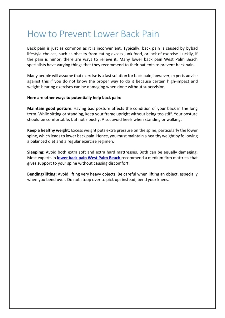 PPT - How to Prevent Lower Back Pain PowerPoint Presentation, free ...