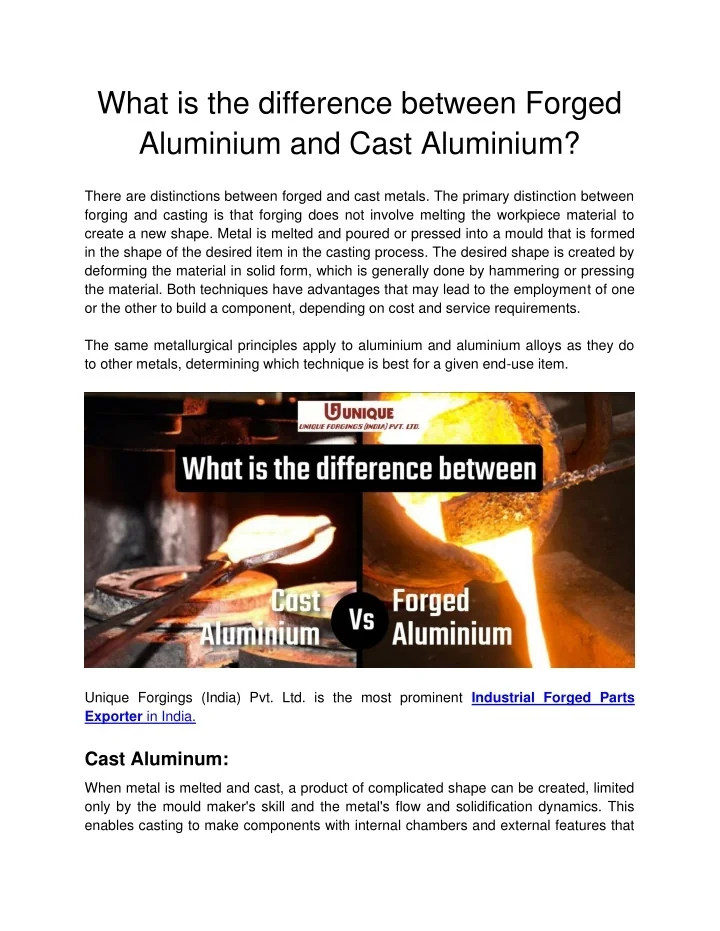 PPT - Unique Forgings - What is the difference between Forged Aluminium ...