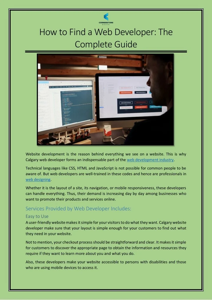 PPT - How to Find a Web Developer PowerPoint Presentation, free ...