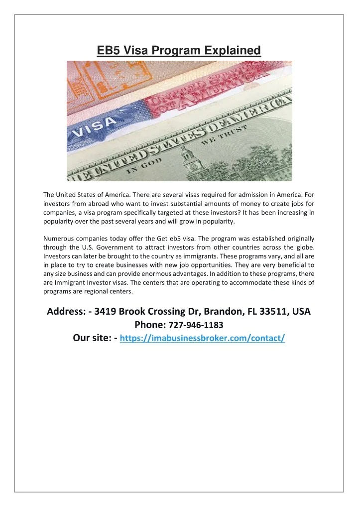 PPT - EB5 Visa Program Explained PowerPoint Presentation, free download - ID:10984341