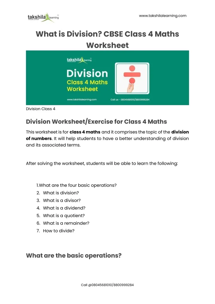 PPT - CBSE Class 4 Maths Division Worksheet and Exercise PDF PowerPoint ...