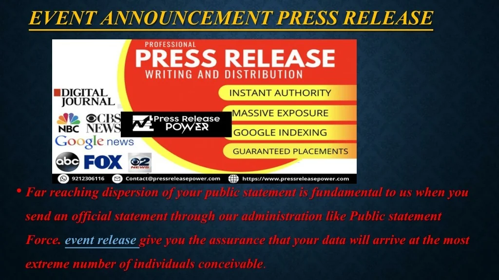 PPT - Best Event Announcement Press Release Services PowerPoint ...