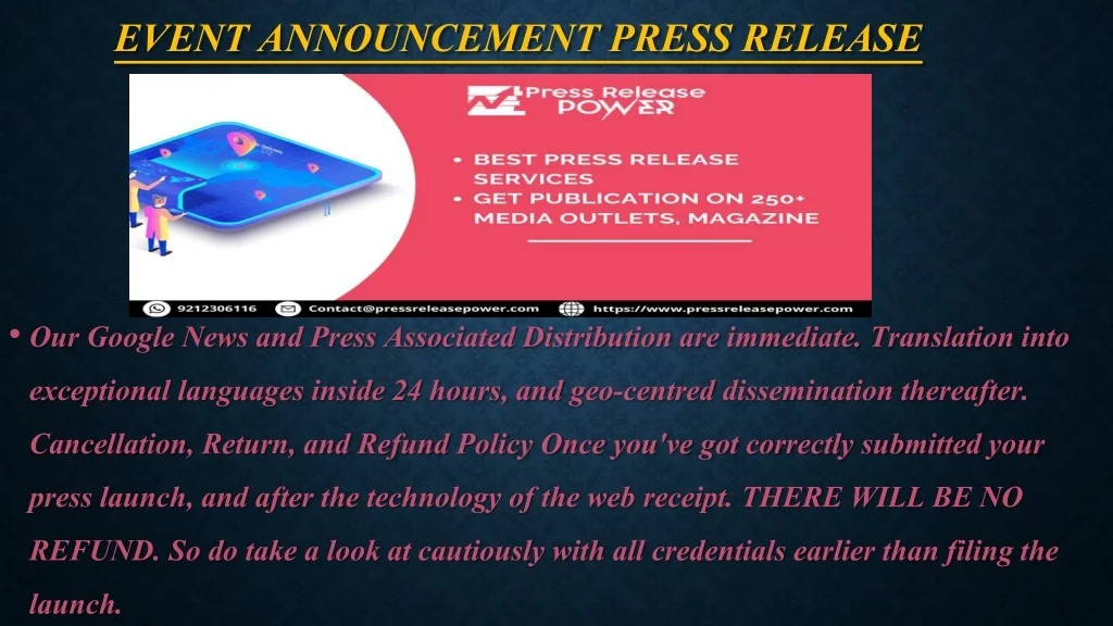 PPT - Best Event Announcement Press Release Services PowerPoint ...