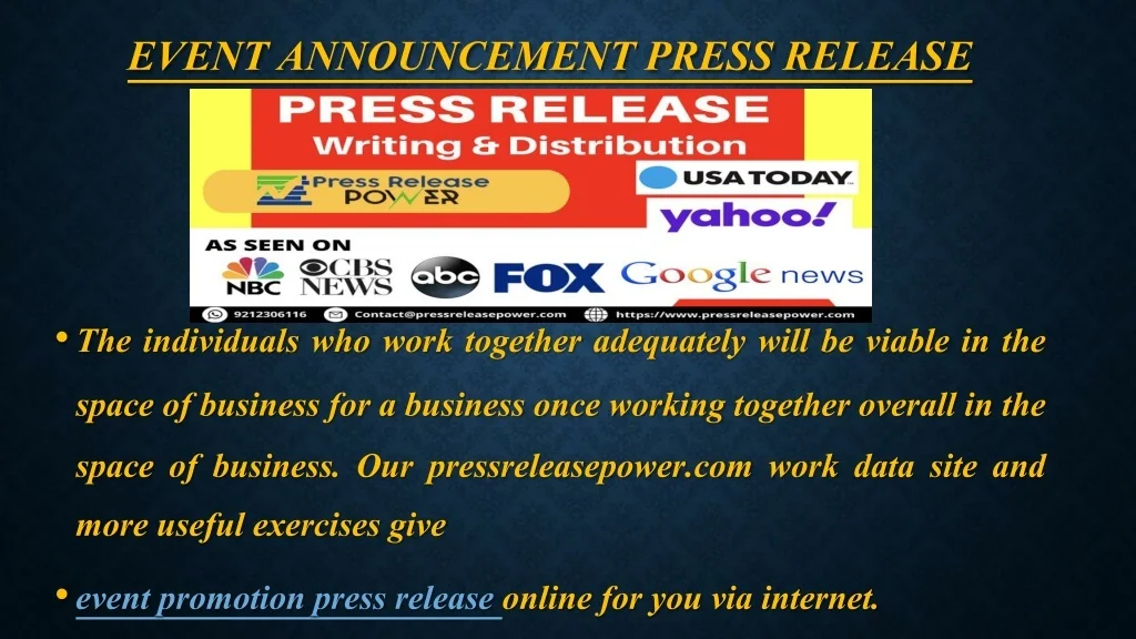 PPT - Best Event Announcement Press Release Services PowerPoint ...