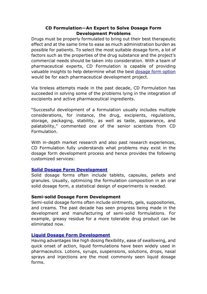 PPT - CD Formulation—An Expert to Solve Dosage Form Development Problems PowerPoint Presentation ...