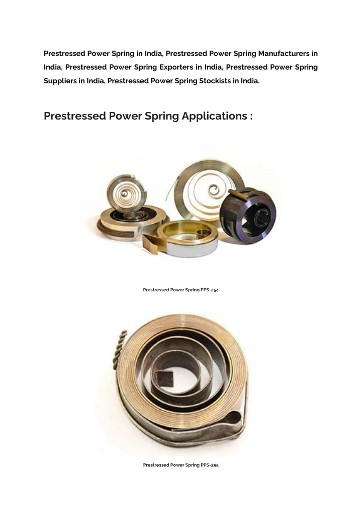 PPT - Prestressed Power Spring Manufacturer in India PowerPoint ...