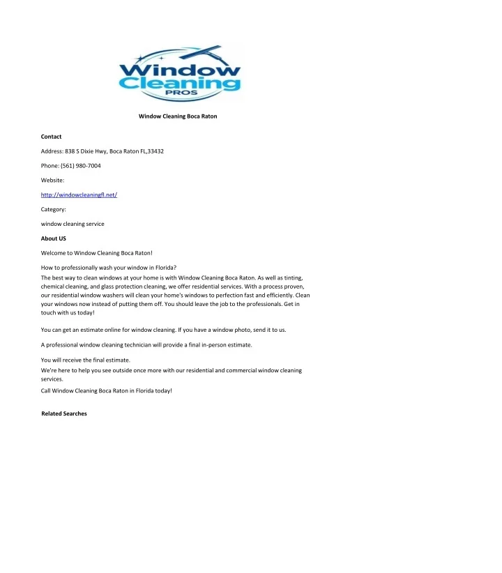 PPT - Window Cleaning Boca Raton PowerPoint Presentation, free download ...