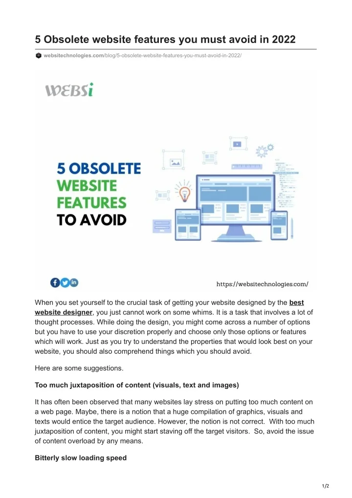 PPT - 5 Obsolete website features you must avoid in 2022 PowerPoint Presentation - ID:10989333