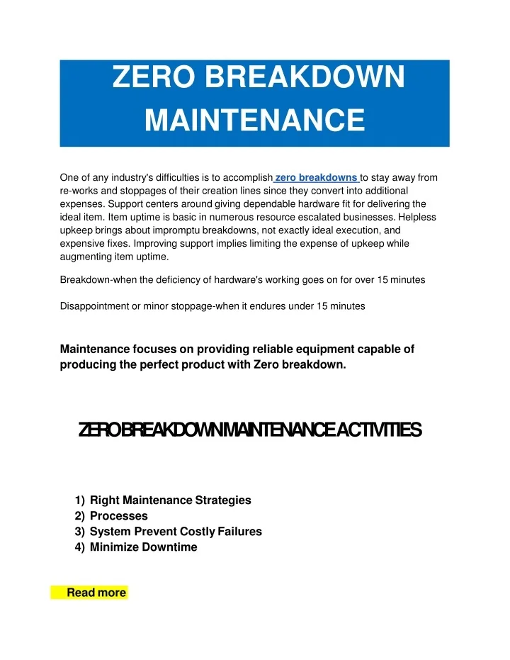 PPT - ZERO BREAKDOWN MAINTENANCE PowerPoint Presentation, free download ...