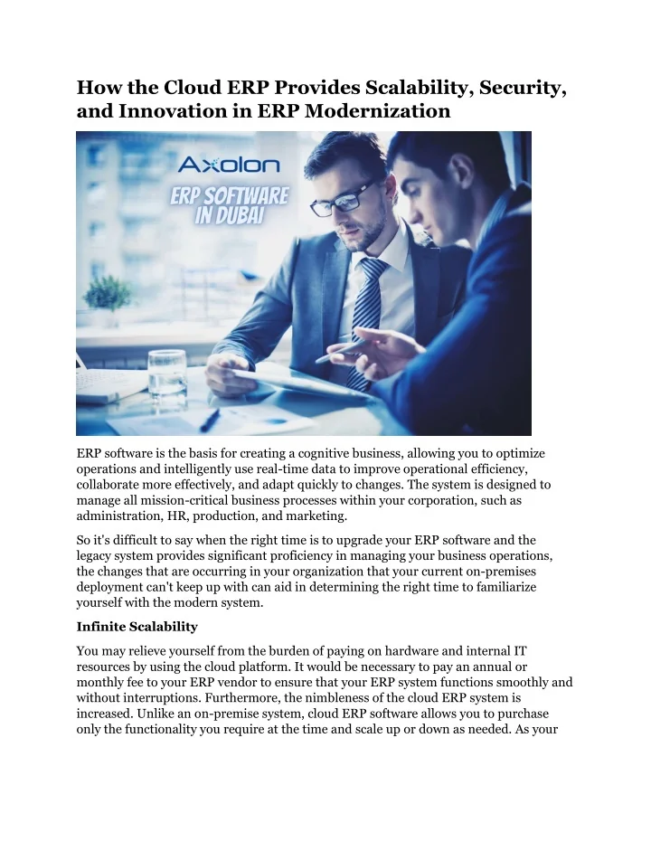 PPT - How the Cloud ERP Provides Scalability, Security, and Innovation ...