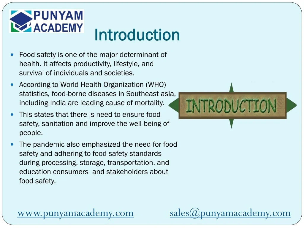 PPT - Certified Food Safety Manager Training - Punyam Academy ...
