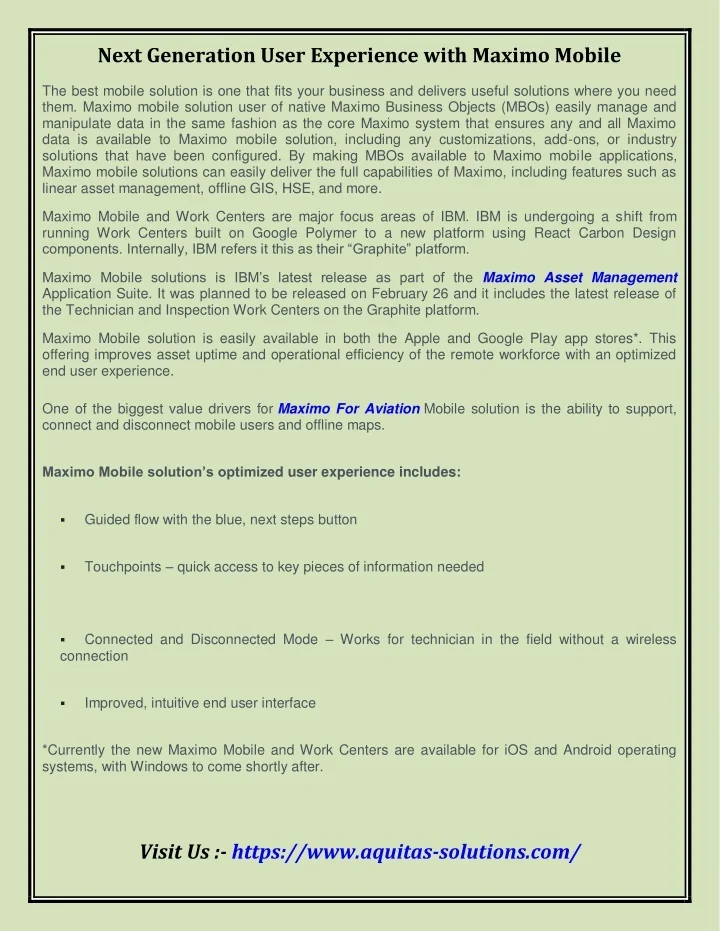 PPT - Next Generation User Experience with Maximo Mobile PowerPoint ...