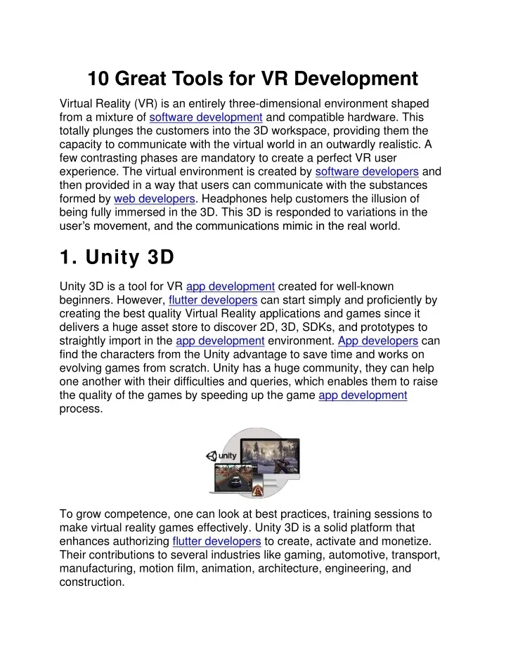 PPT - 10 Great Tools for VR Development PowerPoint Presentation, free ...