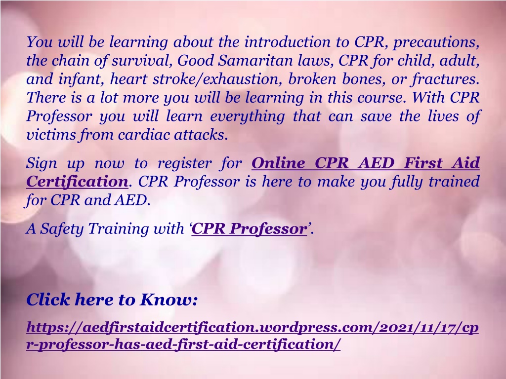 Ppt Cpr Professor Has Aed First Aid Certification Powerpoint