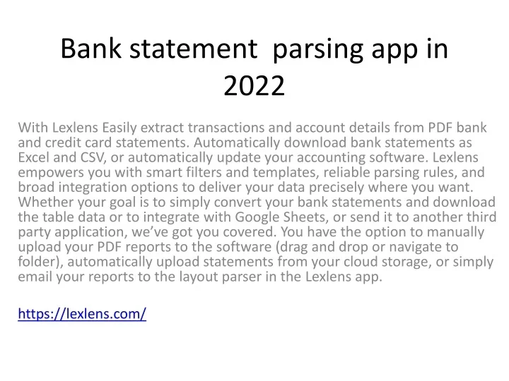 PPT - Bank statement parsing app in 2022 PowerPoint Presentation, free download - ID:10999380