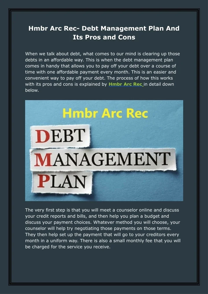 PPT - Hmbr Arc Rec- Debt Management Plan And Its Pros and Cons ...