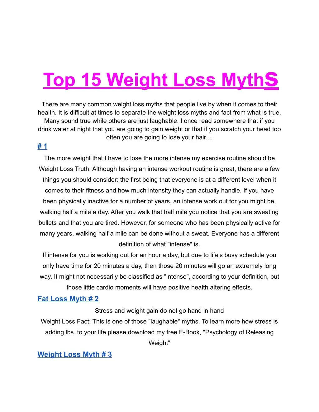 PPT - Top 15 Weight Loss Myths PowerPoint Presentation, free download ...