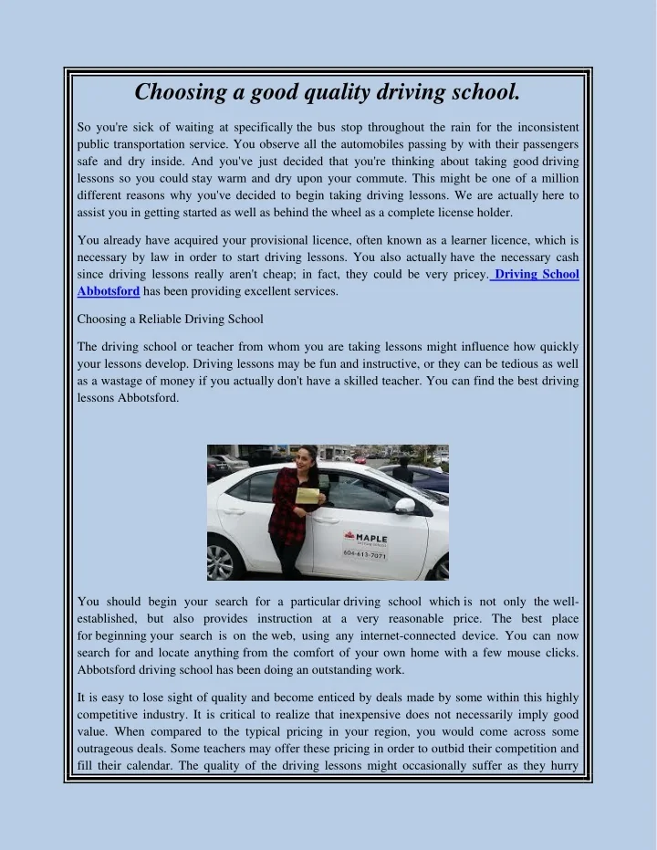 PPT - Choosing a good quality driving school PowerPoint Presentation ...