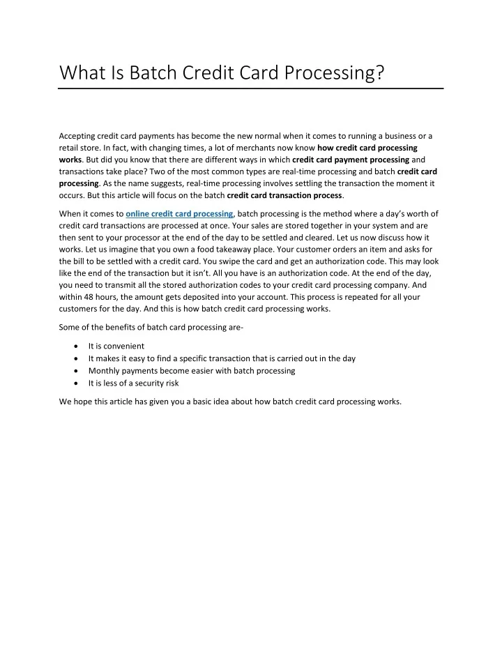 PPT - What Is Batch Credit Card Processing PowerPoint Presentation ...