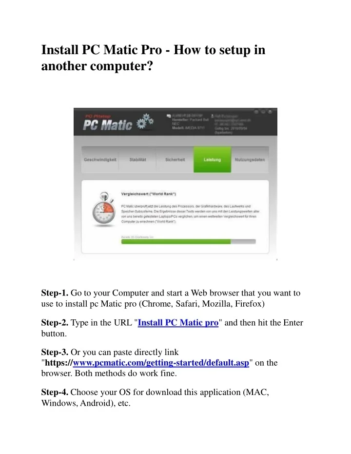 PPT - Install PC Matic Pro - How to setup in another computer ...