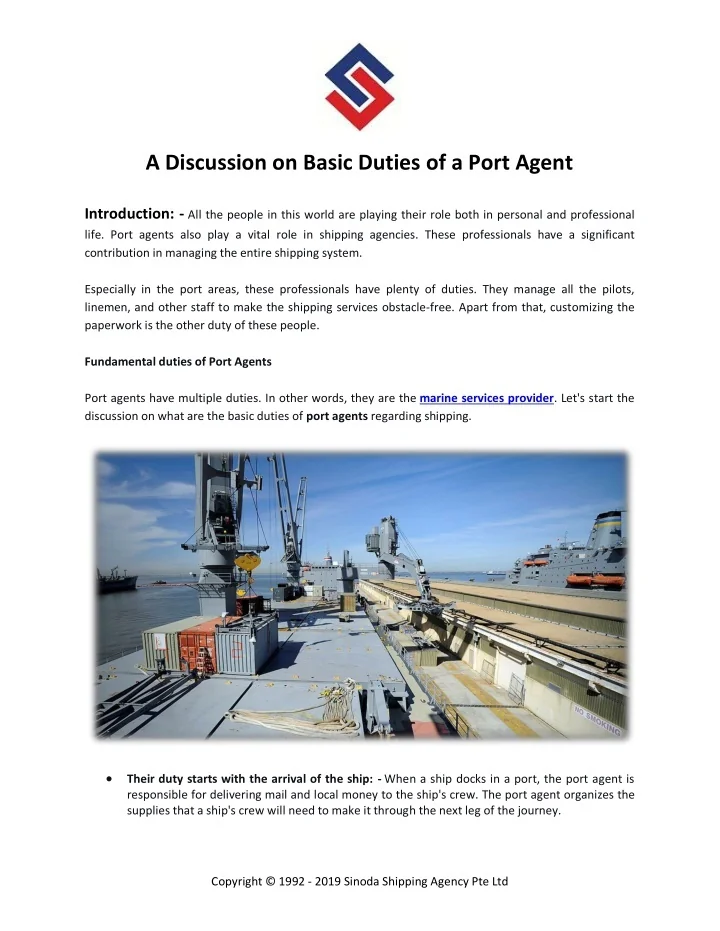PPT - A Discussion on Basic Duties of a Port Agent PowerPoint ...