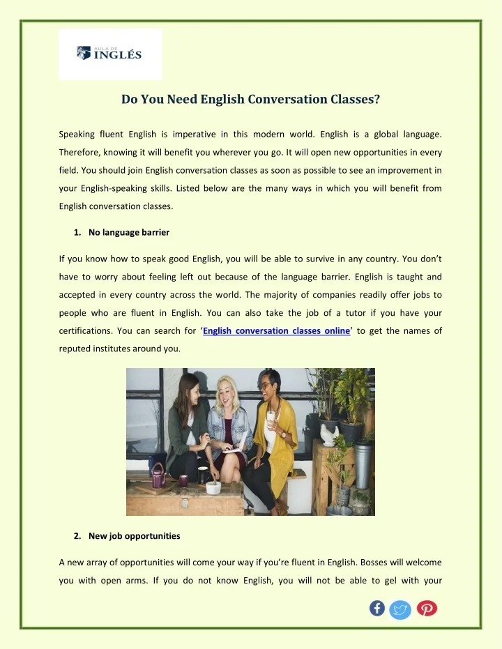 PPT - Grab the Best English Conversation Classes Online PowerPoint ...