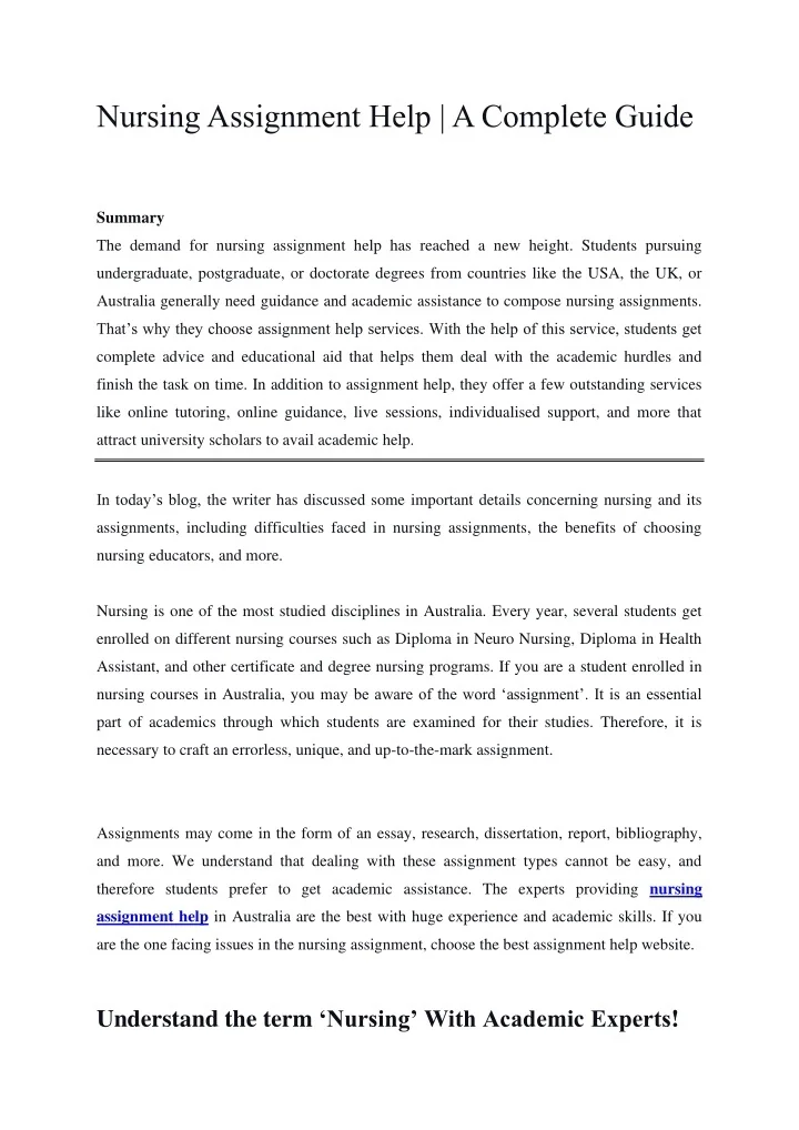 PPT - Nursing Assignment Help | A Complete Guide PowerPoint ...