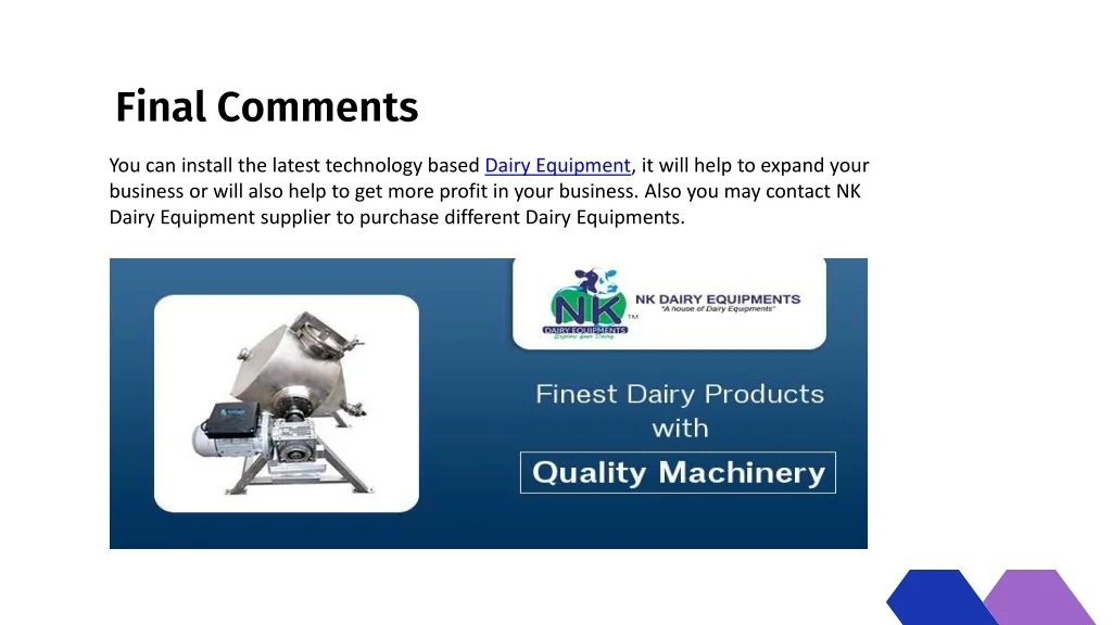 PPT - Benefits of the latest technology based Dairy Equipment ...