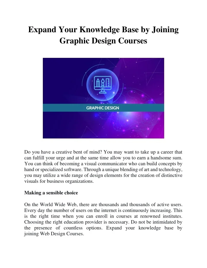 PPT - Expand Your Knowledge Base by Joining Graphic Design Courses ...