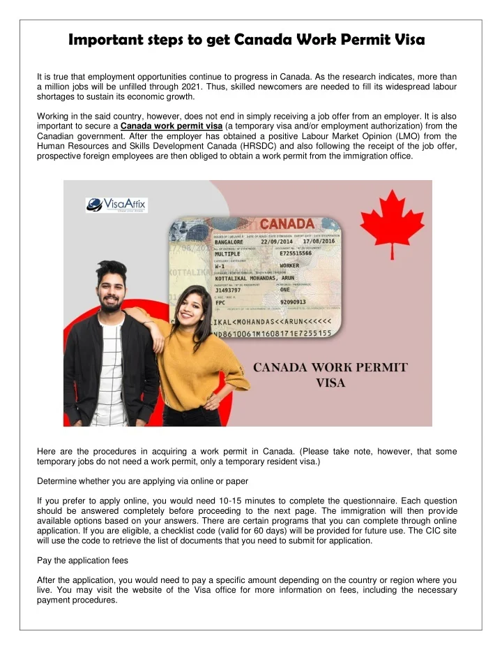 PPT - Important steps to get Canada Work Permit Visa | Visaaffix PowerPoint Presentation - ID ...