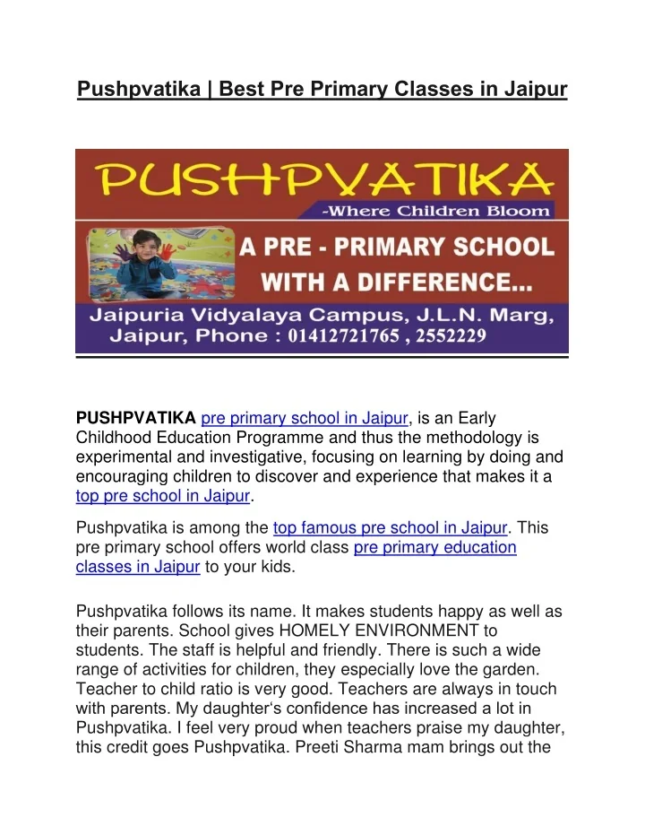 PPT Pushpvatika Best Pre Primary Classes In Jaipur PowerPoint ppt-pushpvatika-best-pre-primary-classes-in-jaipur-powerpoint
