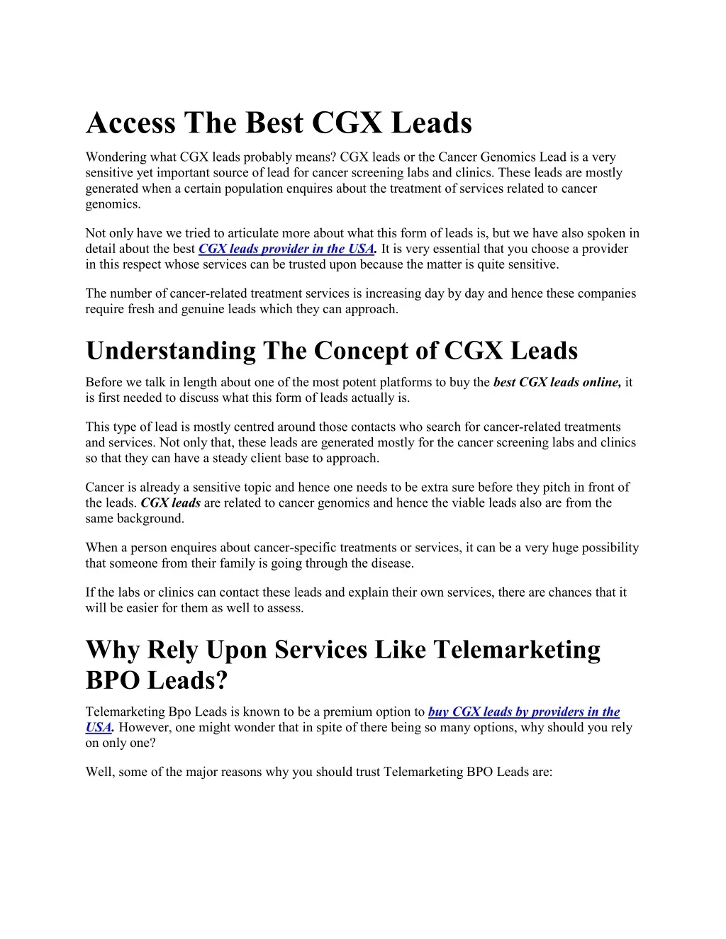 PPT - Best CGX Data in USA | Telemarketing BPO Leads PowerPoint ...