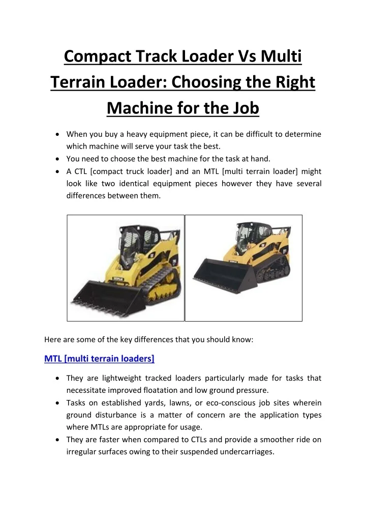 PPT - Compact Track Loader Vs Multi Terrain Loader: Choosing the Right ...