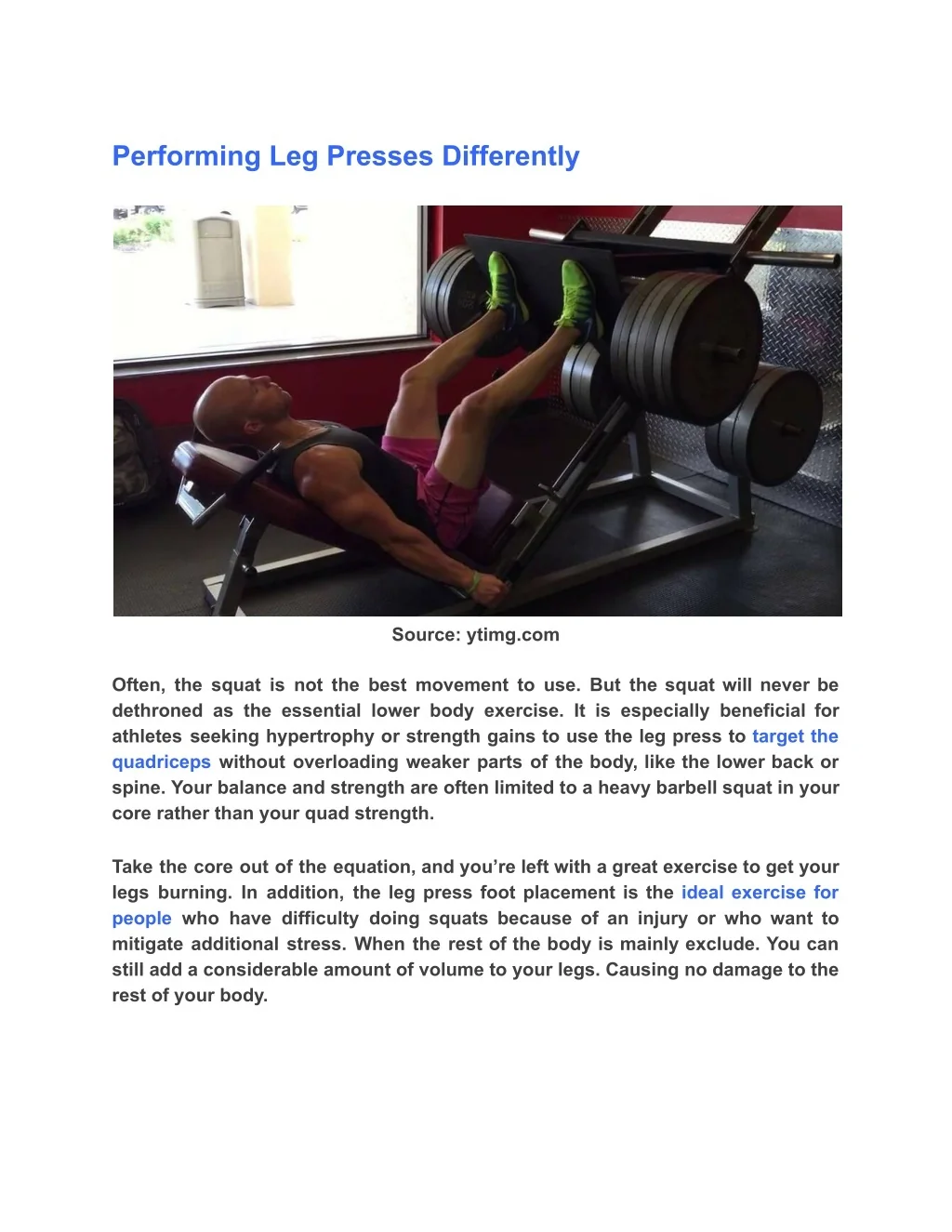 PPT - Leg Press Foot Placement: What Is the Right Way to Do It ...