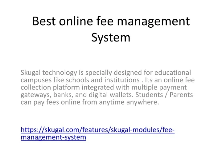 PPT - Best online fee management System PowerPoint Presentation, free ...