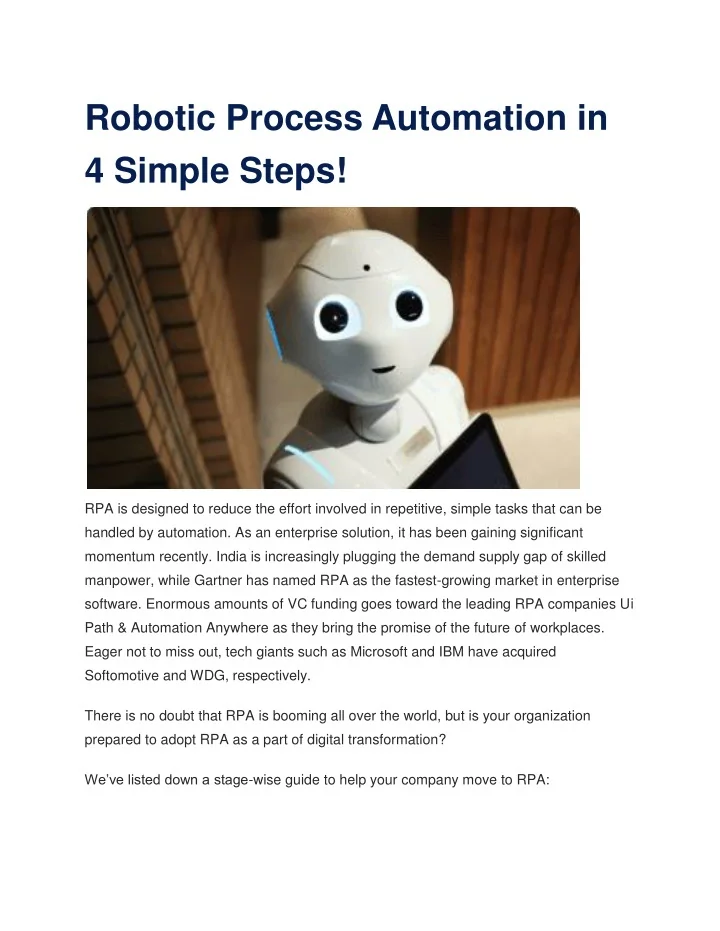 PPT - Robotic Process Automation in 4 Simple Steps PowerPoint ...