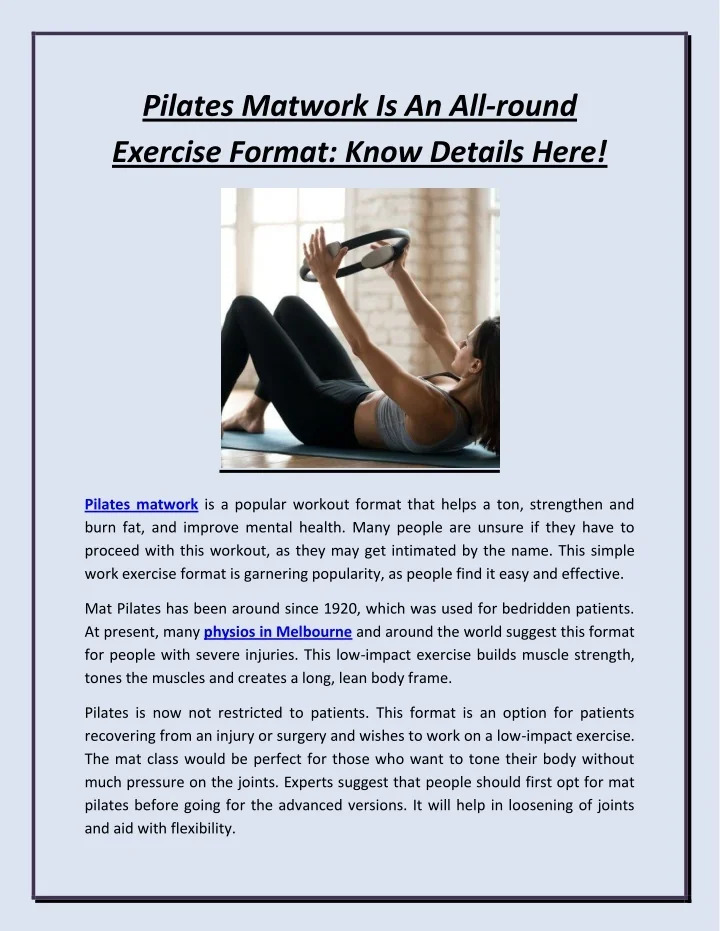 PPT - Pilates Matwork Is An All-round Exercise Format Know Details Here ...
