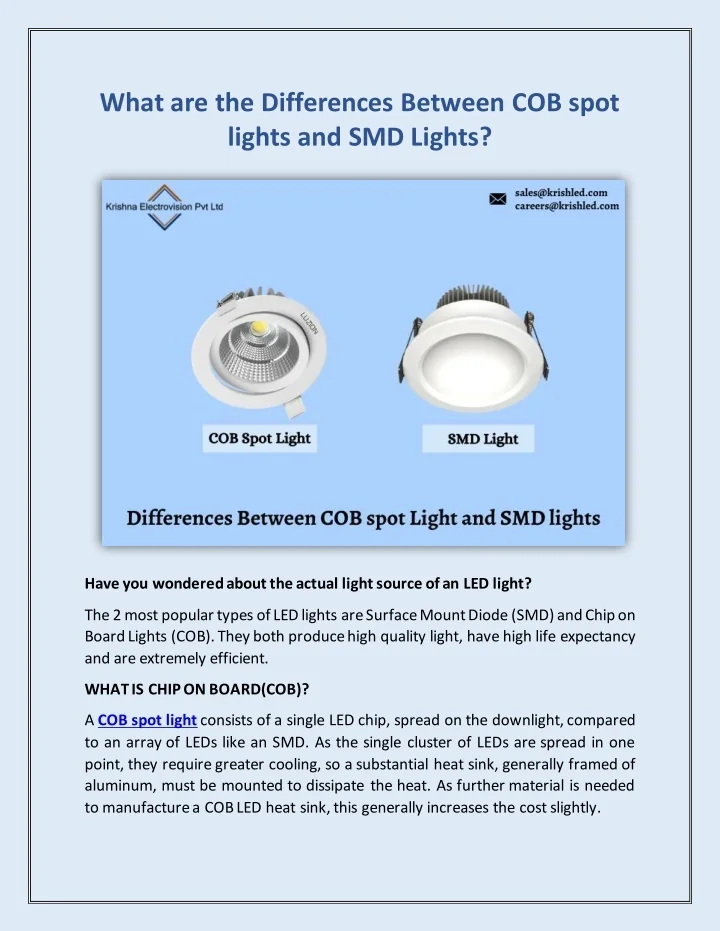 PPT - What are the Differences Between SMD and COB spot LED lights ...
