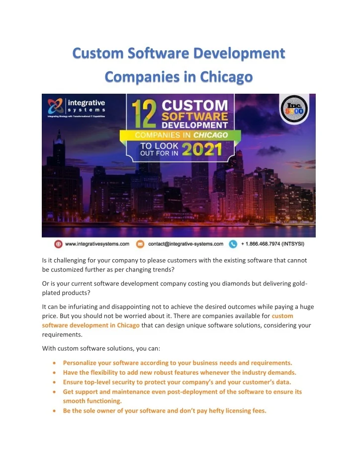 PPT - Custom Software Development Companies in Chicago PowerPoint ...