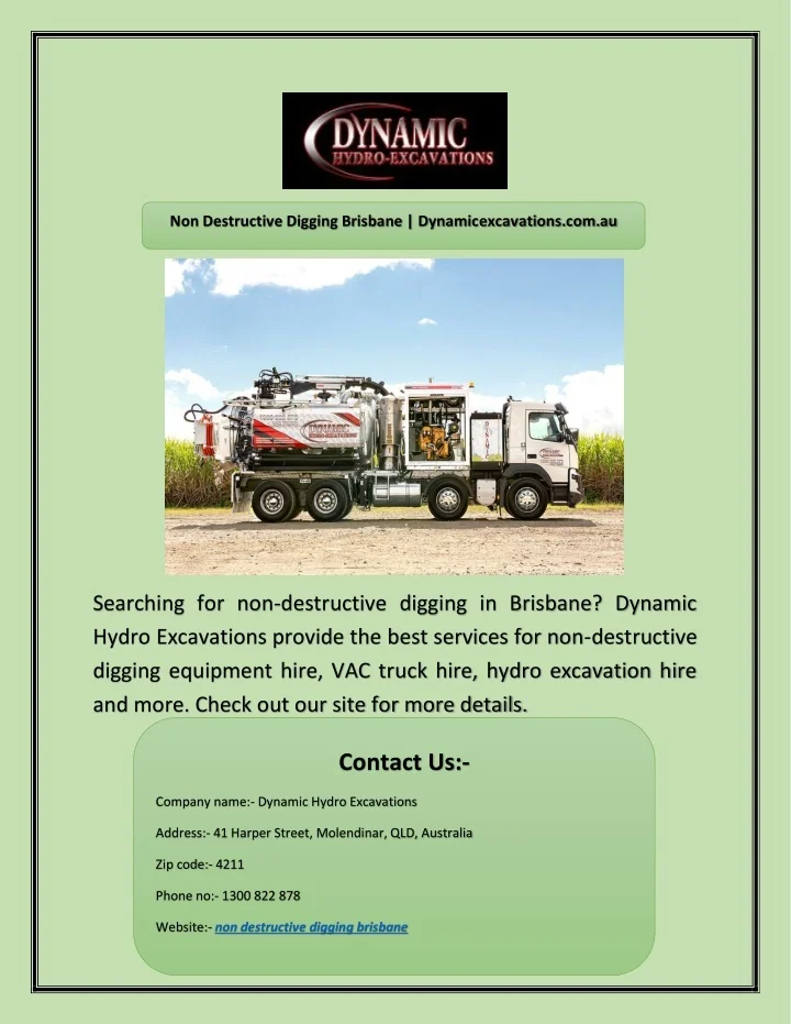 PPT - Non Destructive Digging Brisbane | Dynamicexcavations.com.au ...
