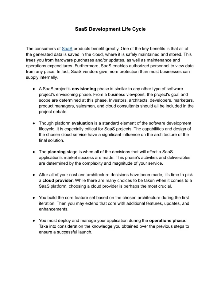 PPT - SAAS Development life cycle PowerPoint Presentation, free ...