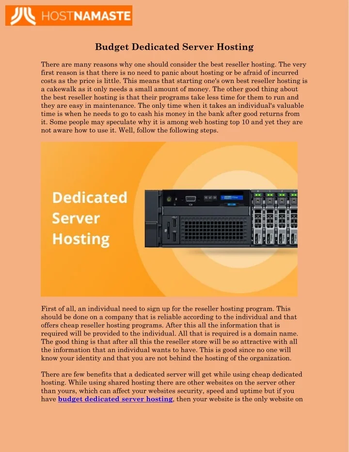 PPT - Budget Dedicated Server Hosting PowerPoint Presentation, free ...