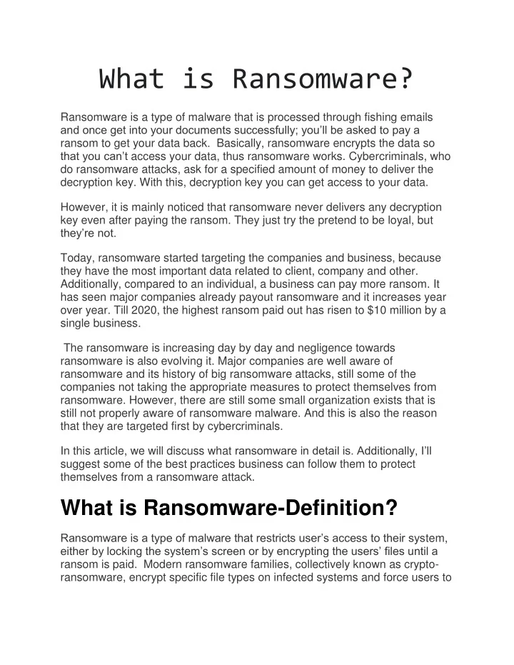 PPT - What is Ransomware PowerPoint Presentation, free download - ID ...
