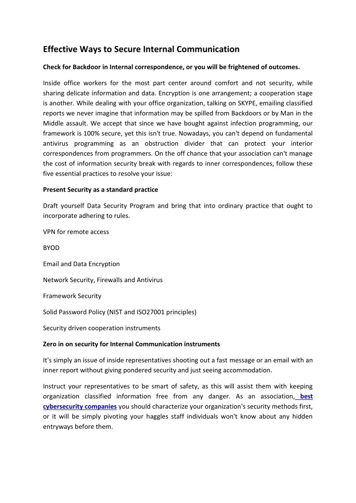 PPT - Effective Ways to Secure Internal Communication PowerPoint ...